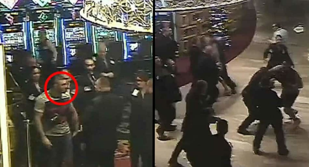 Mma Fighter Lands Chuck Liddell Style Back Peddling Ko On Security